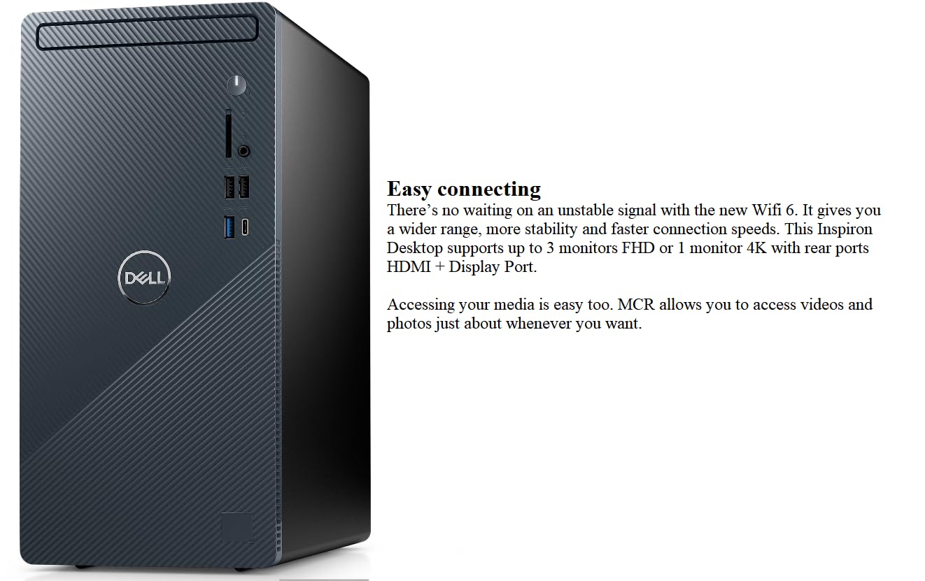 DELL 2023 Inspiron 3020 Tower Desktop Business Computer, 13th Gen Intel Core i7-13700, Intel UHD 770 Graphics,Bluetooth, WiFi, USB 3.1, Windows 11 Pro - Mist Blue (64GB RAM | 1TB SSD + 1TB HDD)