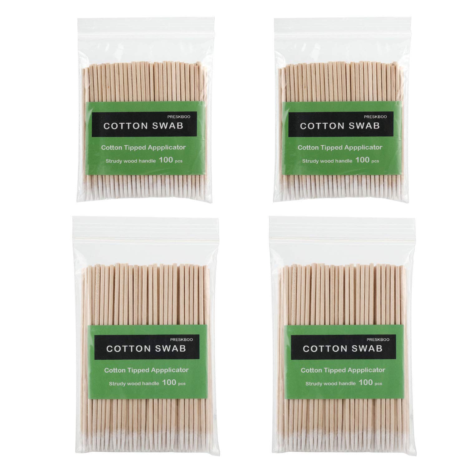 PRESKBOO 400 Count Microblading Cotton Swab, Cotton Swabs Pointed Tip, Cotton Swabs Wood Sticks, Cotton Tipped Applicator, Tattoo Permanent Supplies, Makeup Cosmetic Applicator Sticks