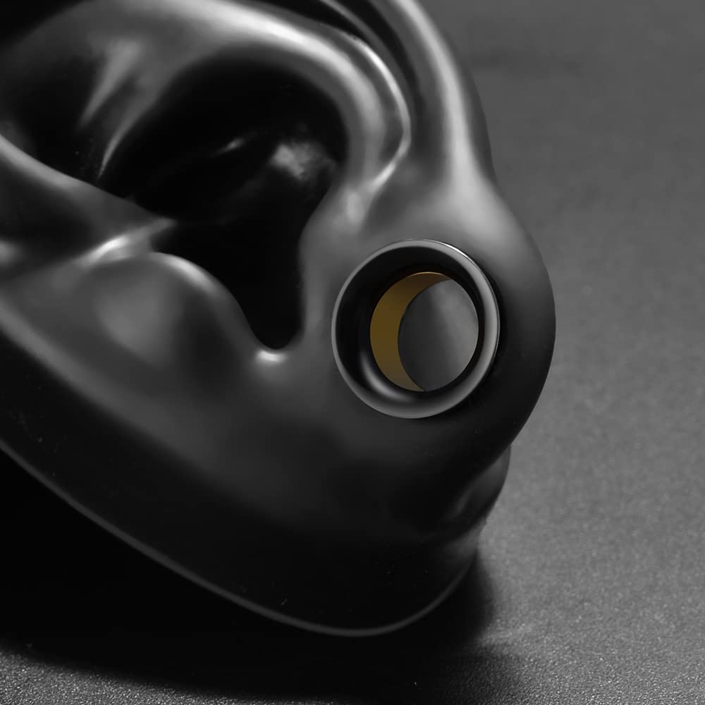 COOEAR Double Flared Stainless Steel Tunnel Black Plug with Gold Eyelet Inlay Gauges Earrings Piercing Stretched Expander.