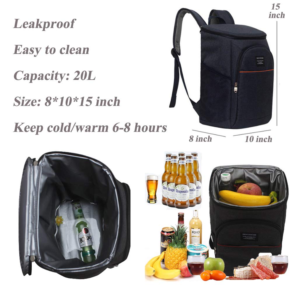 Cooler Backpack, Insulated Backpack for Men Women 20 Cans, Leakproof Waterproof Lightweight Soft Cooler Bag for Travel Camping Beach Lunch Backpack Beer, Grey