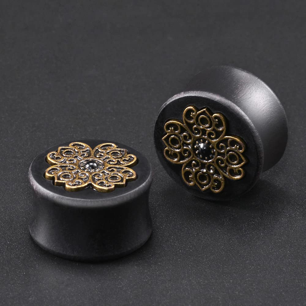 COOEAR Saddle Flared Plugs and Tunnels Piercing Gauges Wood Metal Matched Earrings Stretchers.