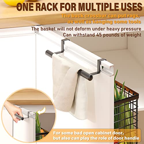DLCBROUS 2 Pack Cabinet Door Organizer, Cabinet Door Organizer with Towel bar, Cutting Board Organizer, for foil, Cling Film, Baking Tray, Ingredient Storage