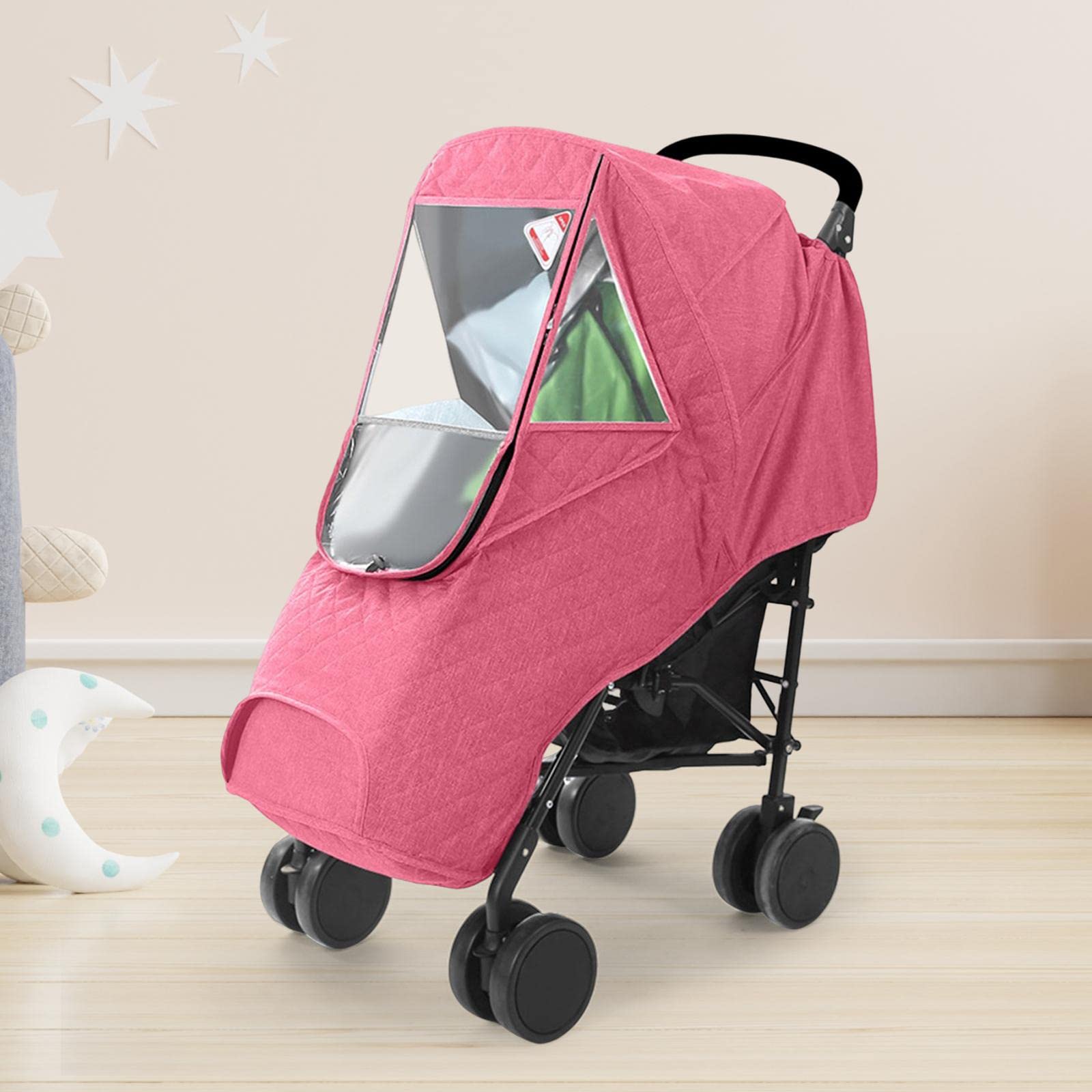 Gazechimp Waterproof Rain Cover Stroller Protect Baby's Wind Windproof Breathable Rain Cover Keep Warm, Pink