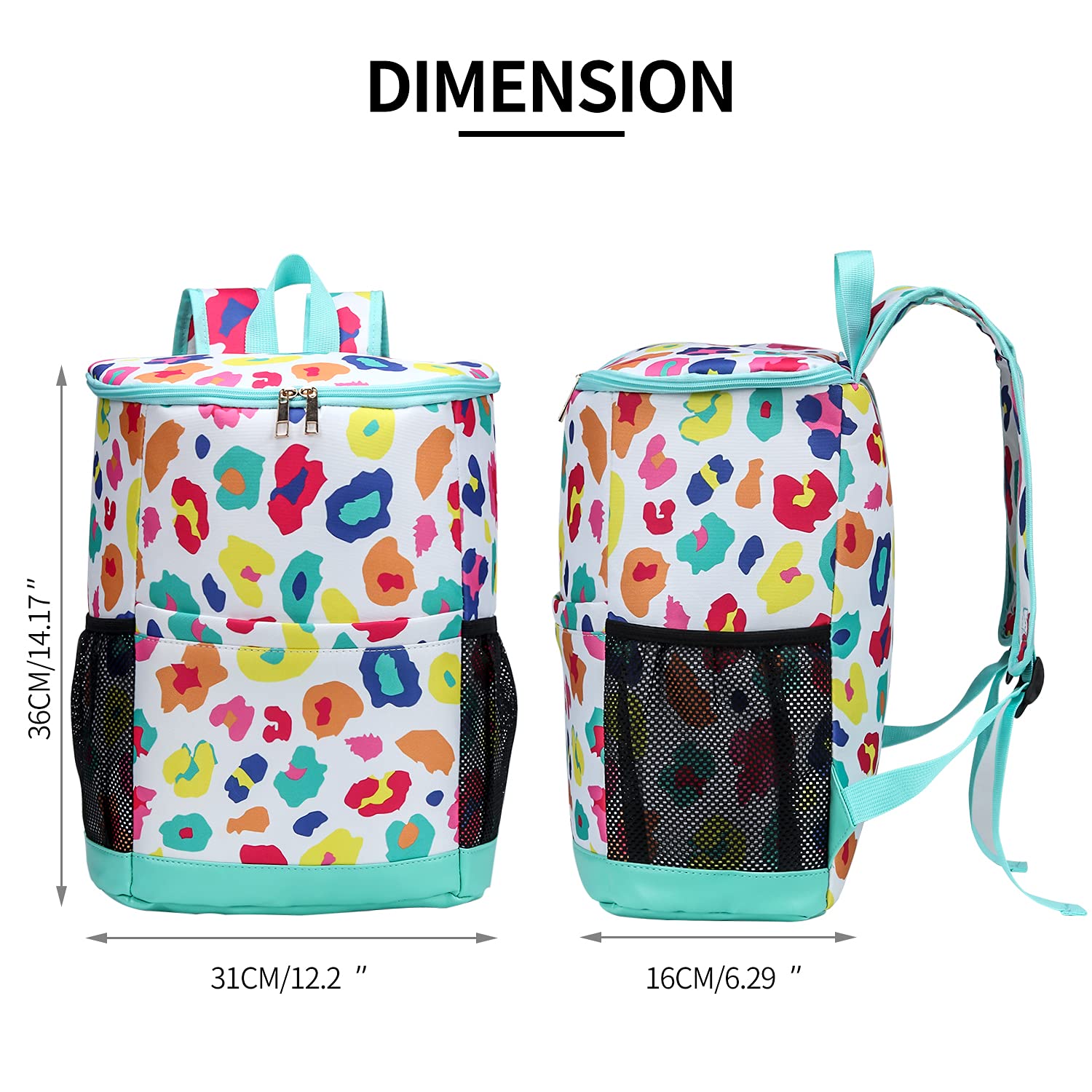Cooler Backpack Women Leopard Leak Proof Backpack Cooler Bags Lightweight Soft Lunch Backpack with Cooler Compartment,Wine Cooler for Hiking Camping,24 cans…