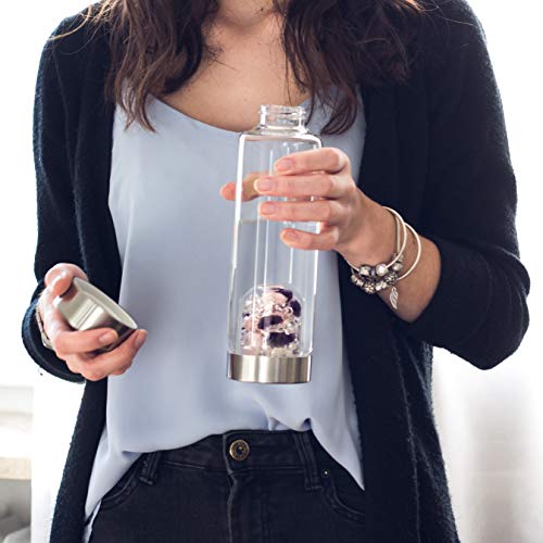 VitaJuwel ViA WELLNESS - Crystal Water Bottle with Amethyst, Rose Quartz & Clear Quartz