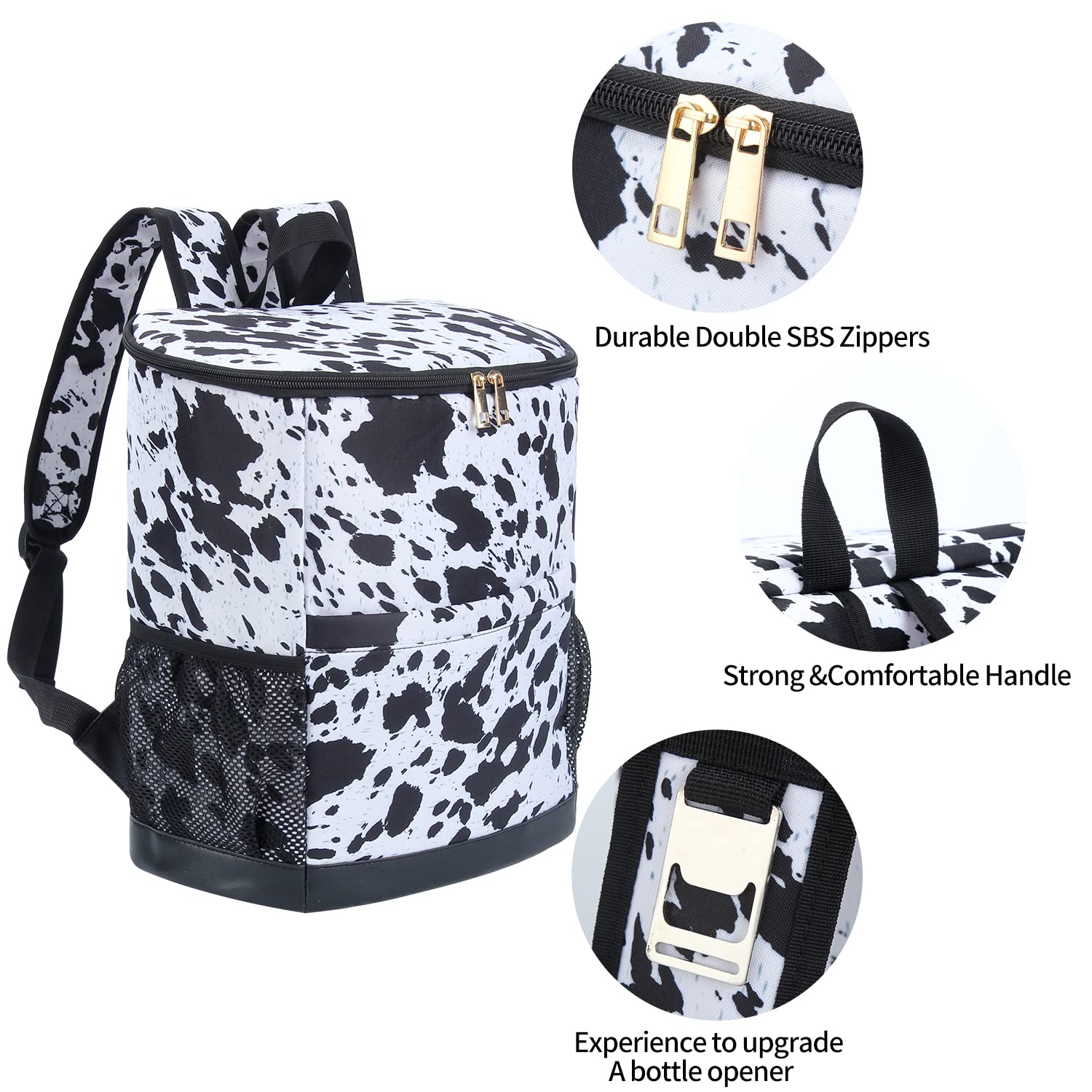 Cooler Backpack Women Leopard Leak Proof Backpack Cooler Bags Lightweight Soft Lunch Backpack with Cooler Compartment,Wine Cooler for Hiking Camping,24 cans (Cow Nainiu)…
