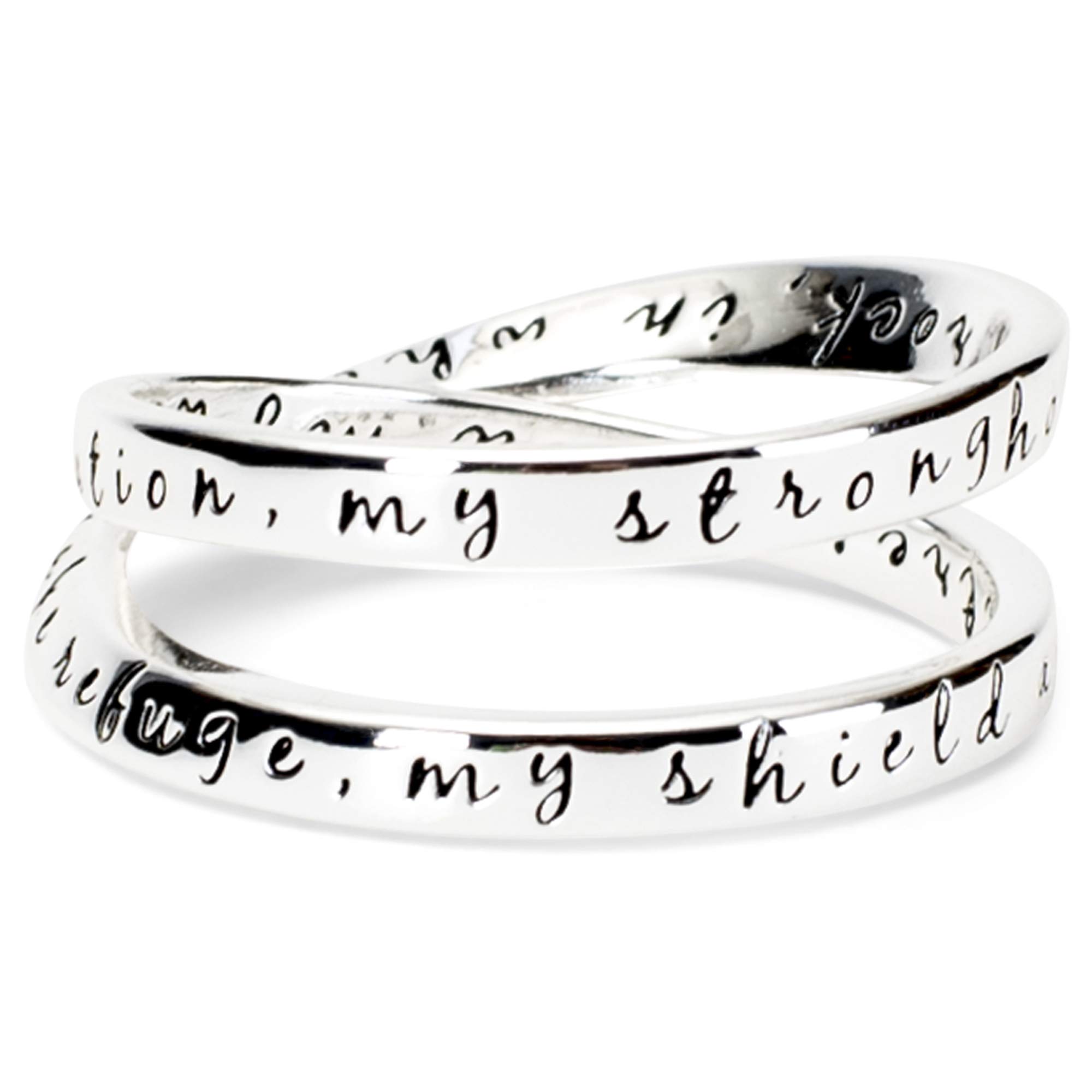 Dicksons Psalms 18:2 Inspirational Women's Double Mobius Silver-Plated Fashion Ring, Size 8