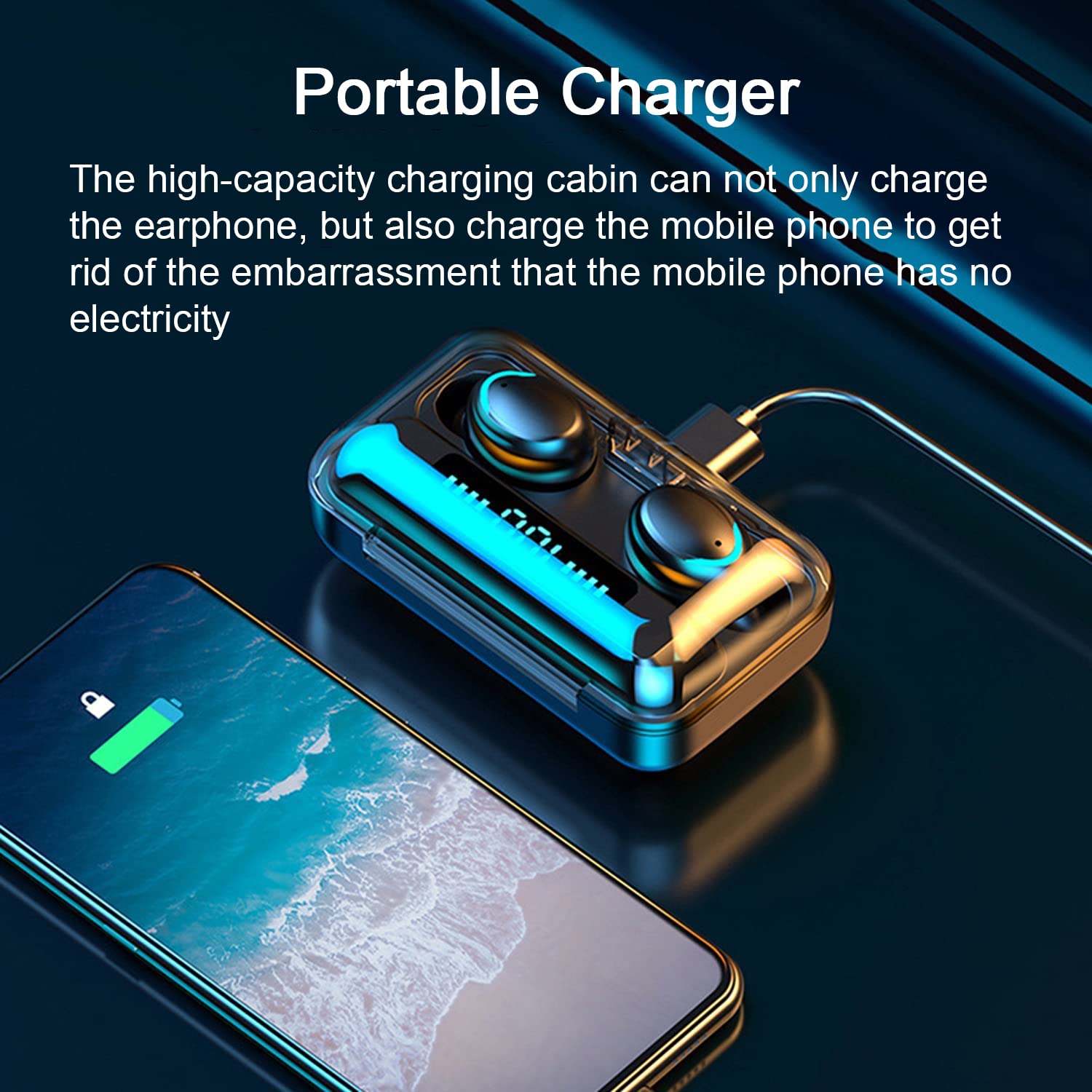 CZRXLLGD New Wireless Earbuds Bluetooth 5.0 Headset, IPX7 Waterproof, LED Battery Display auriculares,140 Hours Play time with Charging Box, 3D Stereo Audio Full Touch Screen Headset with Microphone