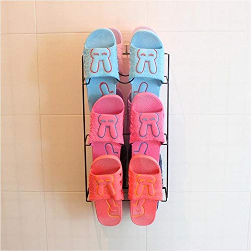 TAZSJG Multi-Layer Shoes Rack Wall Mount Slippers Hanging Shelf Slipper Storage Organizer Stand Holder Space Saving
