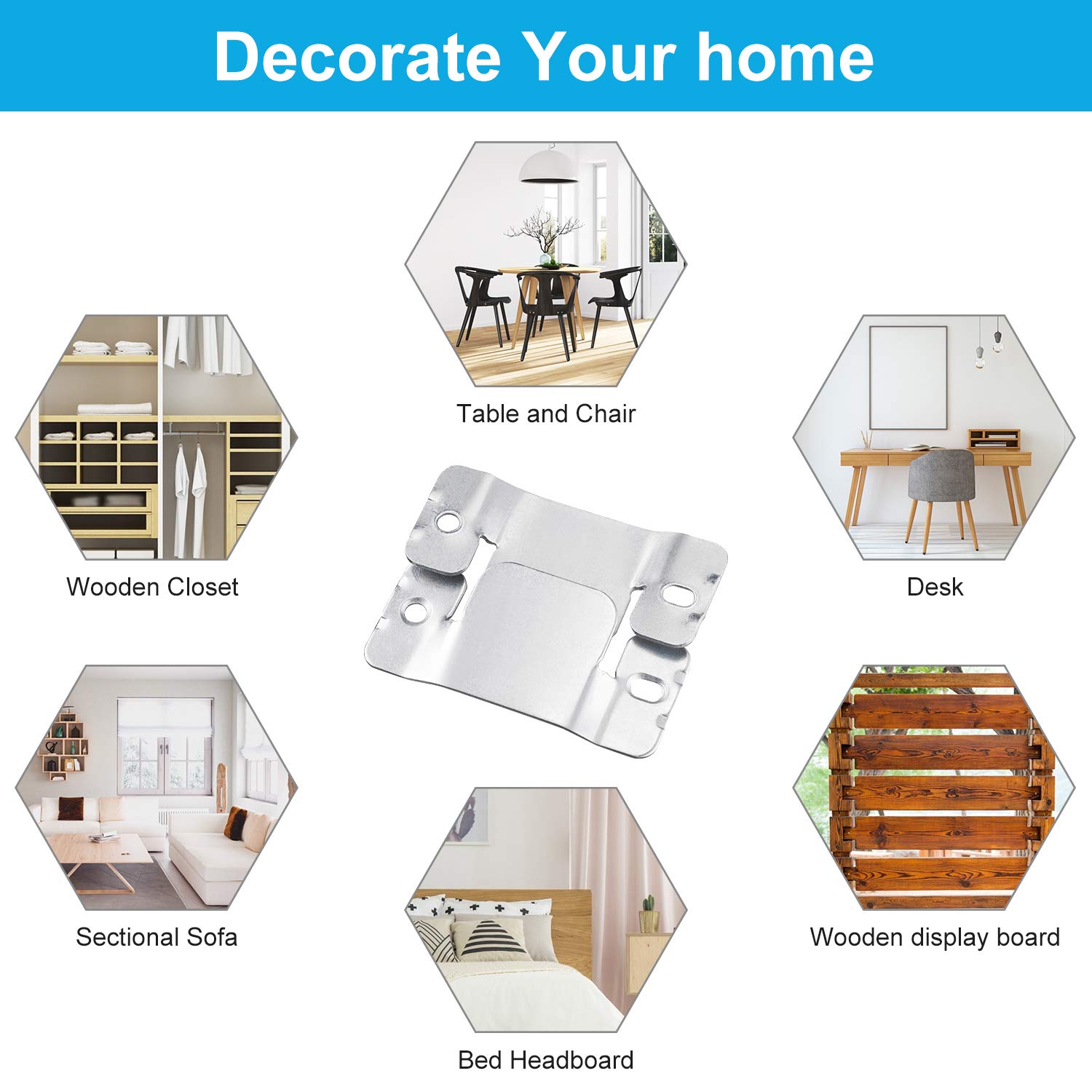 earthgadgets 4 Sets Sectional Couch Connectors Furnitures for Small Sofa and Sectionals, Sectional Sofa Connectors with Screws, Modular Sofa Connector Brackets Suitable for Small Sectional Couch