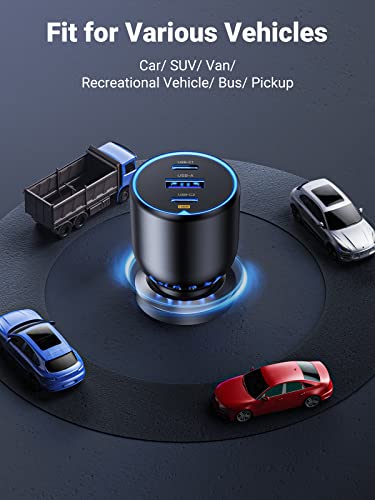 UGREEN 130W USB C Car Charger, PD 100W +PD 30W Type C Car Charger Adapter, Fast Charging Car Charger Compatible with Cell Phones, iPad, MacBook, and More (Comes with 100W USB C to USB C Cable)