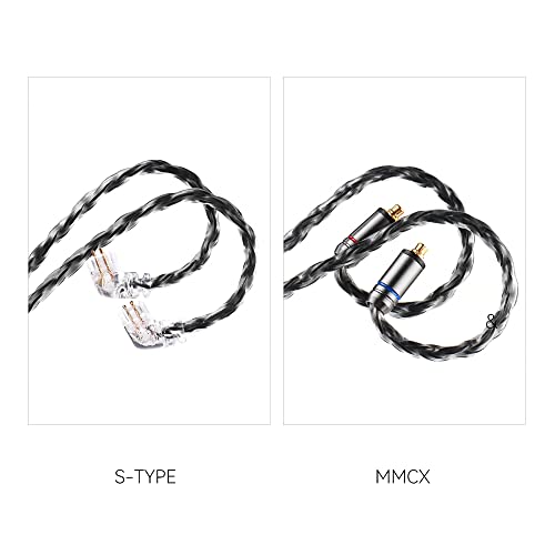 Linsoul QKZ Q1 MAX 16-Stand 352 Cores Silver-Plated HiFi Earphones Upgrade Cable with Interchangeable 2.5mm/3.5mm/4.4mm Plug Replacement Cable for Audiophile (Black, MMCX)