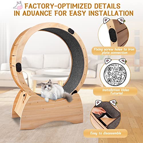 Hooseng Cat Exercise Wheel, Cat Treadmill with Carpeted Runway and Noiseless Roller, Cat Running Wheel for Pet Loss Weight and Daily Exercise