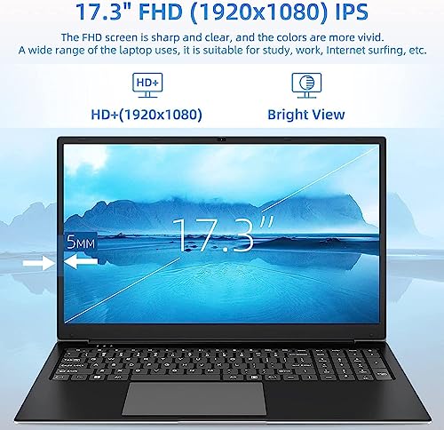 SGIN Laptop Computer, 17 Inch 1920 * 1080 IPS Display,4GB RAM 128GB ROM, Windows 11 Laptops with Intel Celeron Quad Core Processor, Mini HDMI, Webcam, Dual-Brand WiFi, 512GB Expansion
