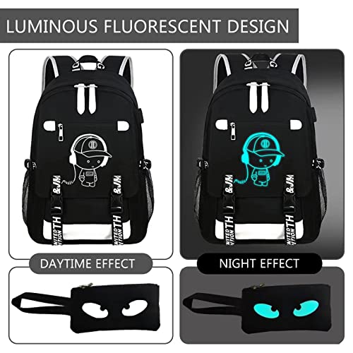 RM Family Backpack for Boys, 15.6 Laptop Backpack with USB Charging Port, Bookbag for School with Anti-Theft Lock,Teens Backpack Cool Backpack for Boys Includes Pencil Bag,luminous backpack