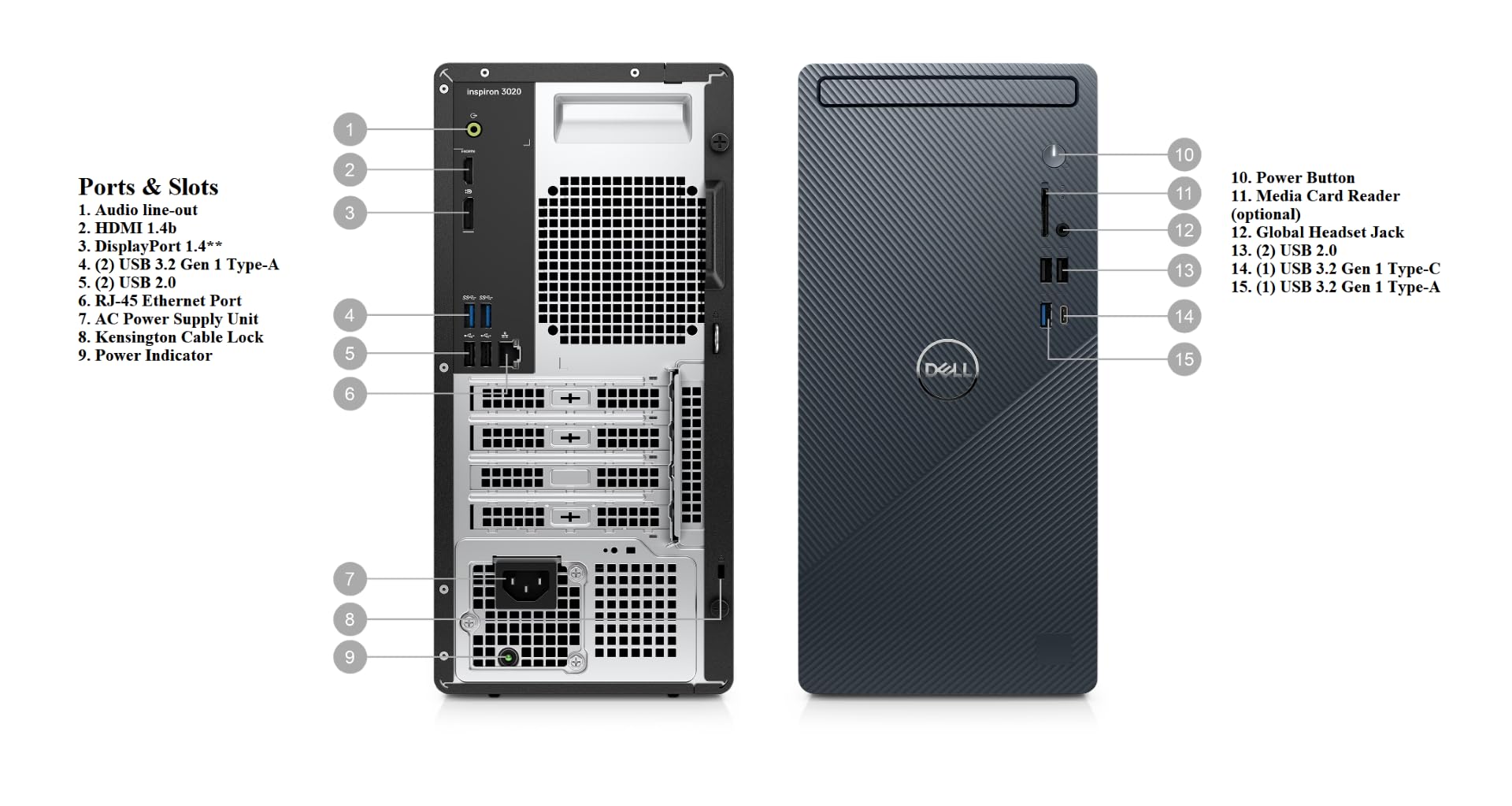 DELL 2023 Inspiron 3020 Tower Desktop Business Computer, 13th Gen Intel Core i7-13700, Intel UHD 770 Graphics,Bluetooth, WiFi, USB 3.1, Windows 11 Pro - Mist Blue (64GB RAM | 1TB SSD + 1TB HDD)