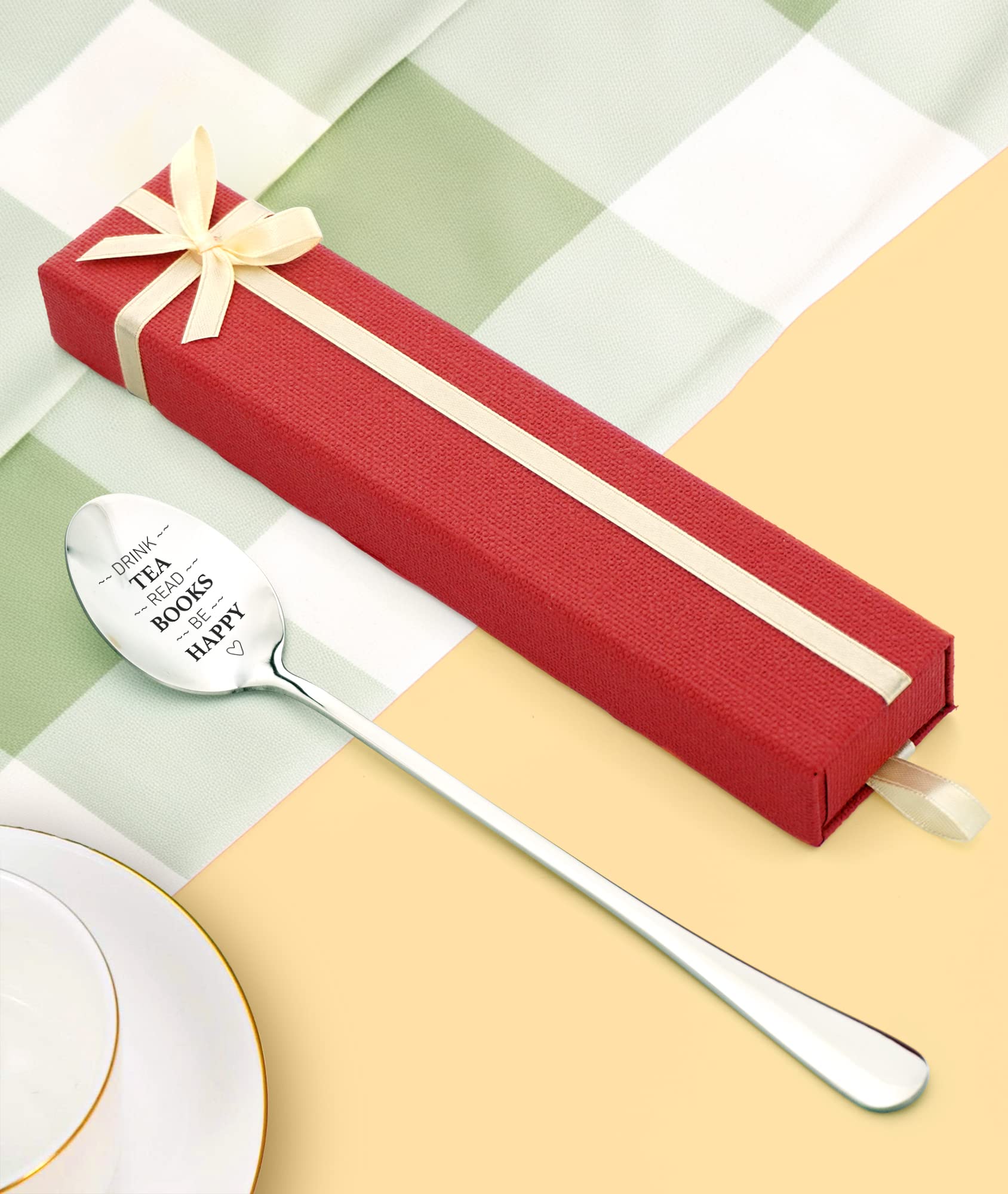 Drink Tea Read Books Be Happy Spoon - A Cozy Gift for Tea and Book Lovers - Quality Stainless Steel Teaspoon