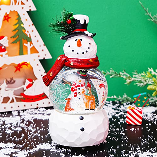 Topadorn Christmas Water Glass Snow Globes with Snowflakes Snow Globe,Music Box Holiday Decorative, Snowman