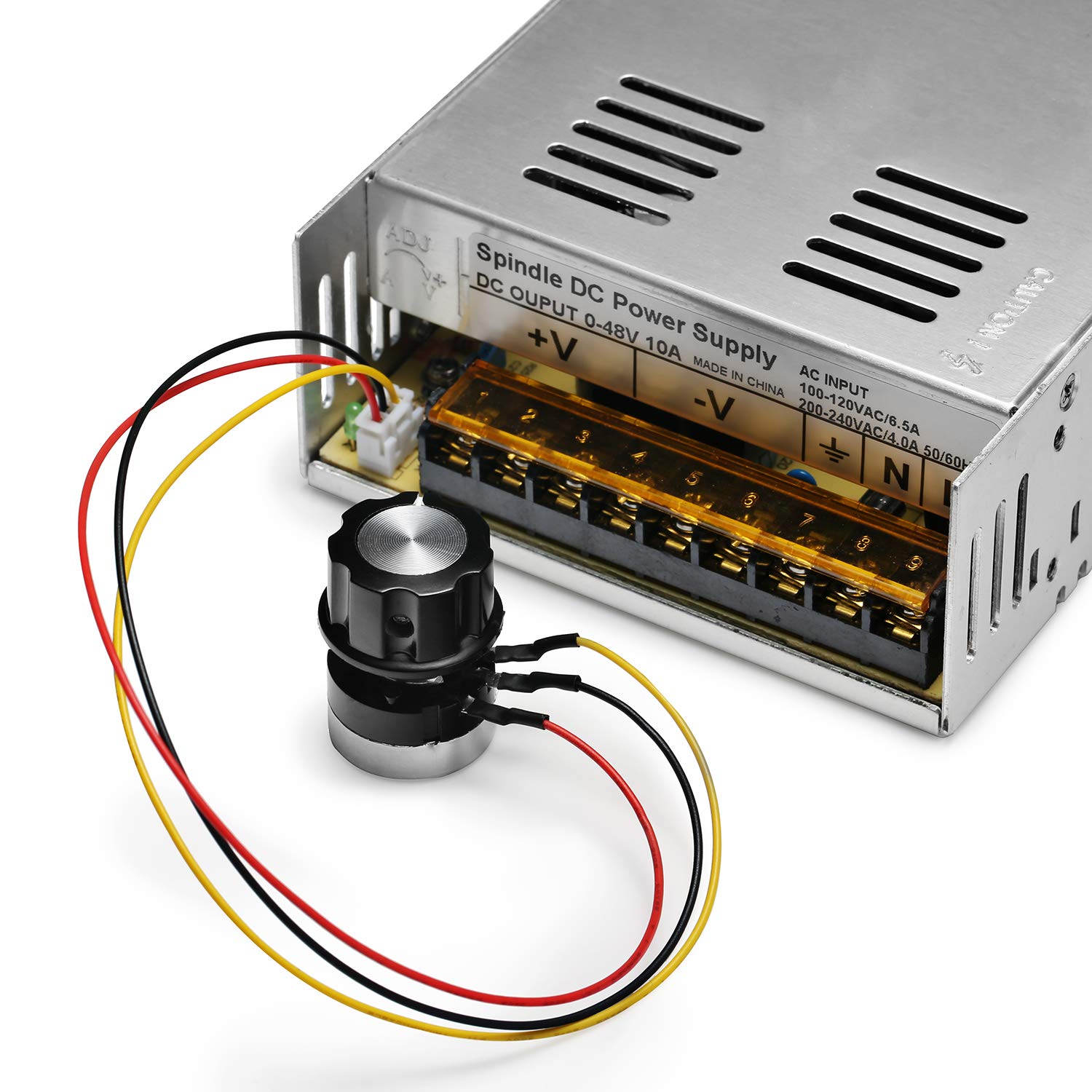 Genmitsu Air-Cooled 300W Brush DC Spindle Motor with 0-48V Output Adjustable Switching Power Supply, 52mm Clamp & ER11 Collet, ideal for CNC Machining
