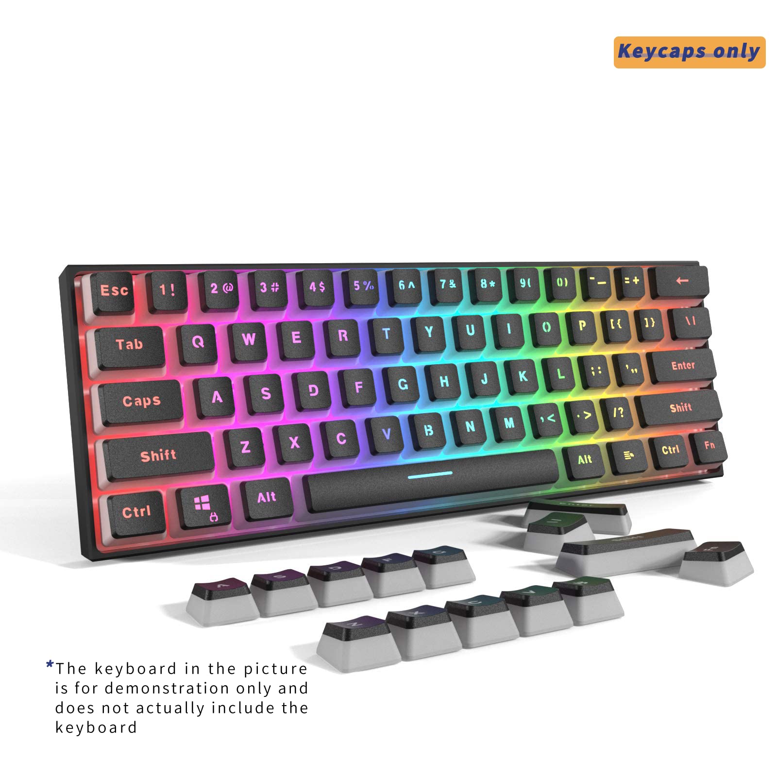 DIERYA PBT Double-Shot Pudding Keycaps, 108 Keys OEM Profile ANSI Layout Keycaps Set, Compatible with Full-Size/TKL/80%/75%/60% Percent Mechanical Gaming Keyboard (Keycaps only)