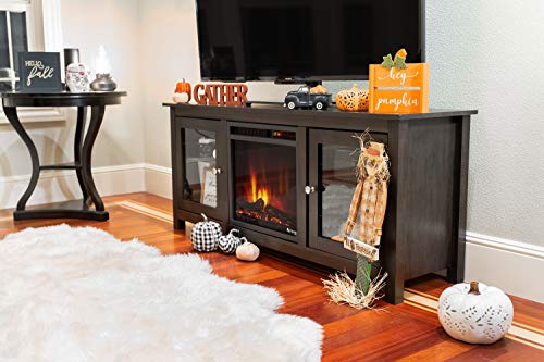 e-Flame USA Whistler LED Recessed Electric Fireplace Stove Insert with Remote - 3D Wood Burning Flame Effect - 28"x24" (Black)