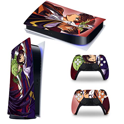 Code Geass PS5 Digital Edition Whole Body Vinyl Skin Sticker Decal Cover for Playstation 5 Digital Edition System Console and Controllers