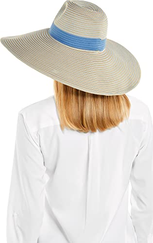 Coolibar UPF 50+ Women's Novara Wide Brim Hat - Sun Protective (One Size- Light Blue)