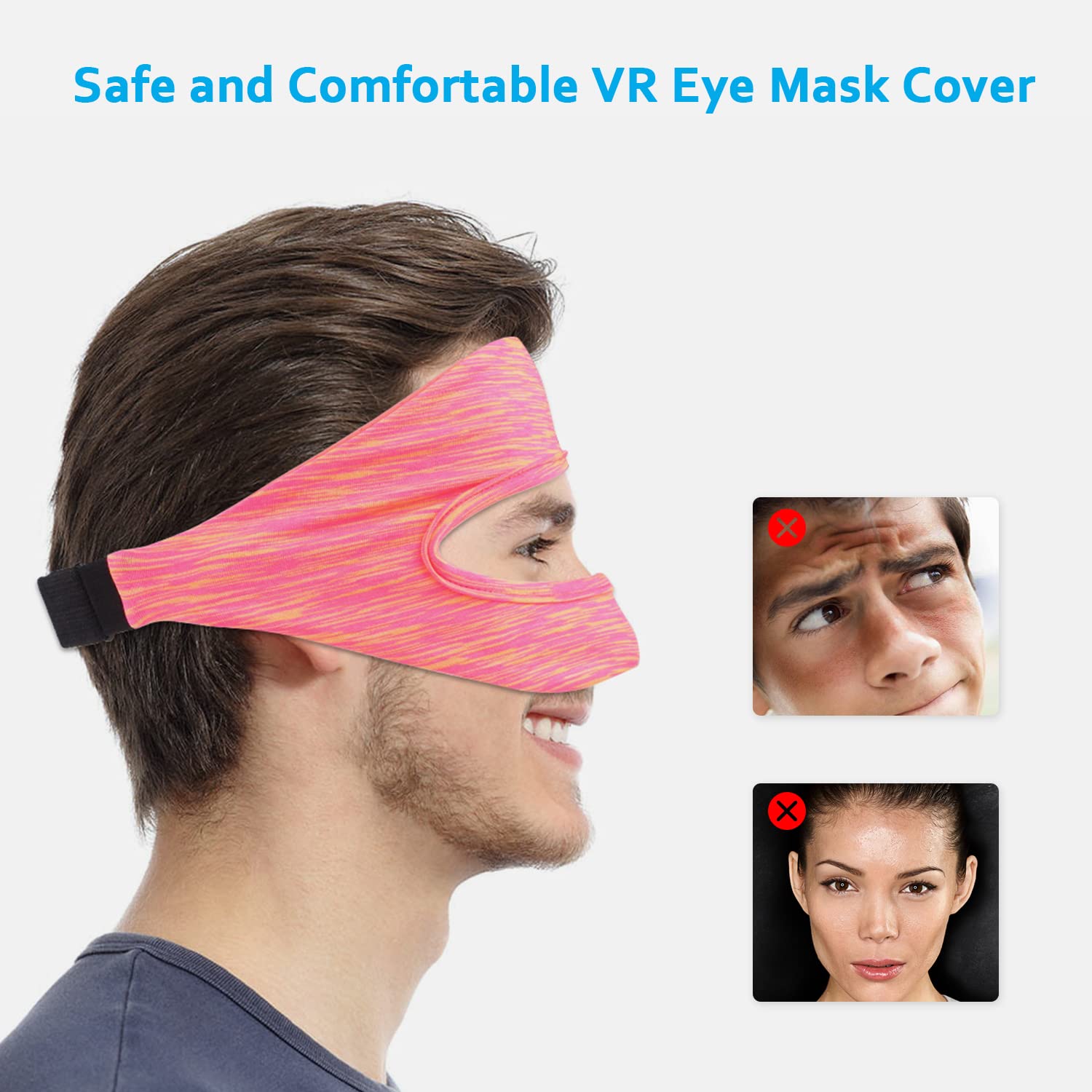 EWalos VR Eye Mask Cover Breathable Sweat Band, Compatible with Oculus/Meta Quest 2, PSVR 2 and Other VR Headsets, Adjustable Elastic Band Design for Adults and Children(3PCS)