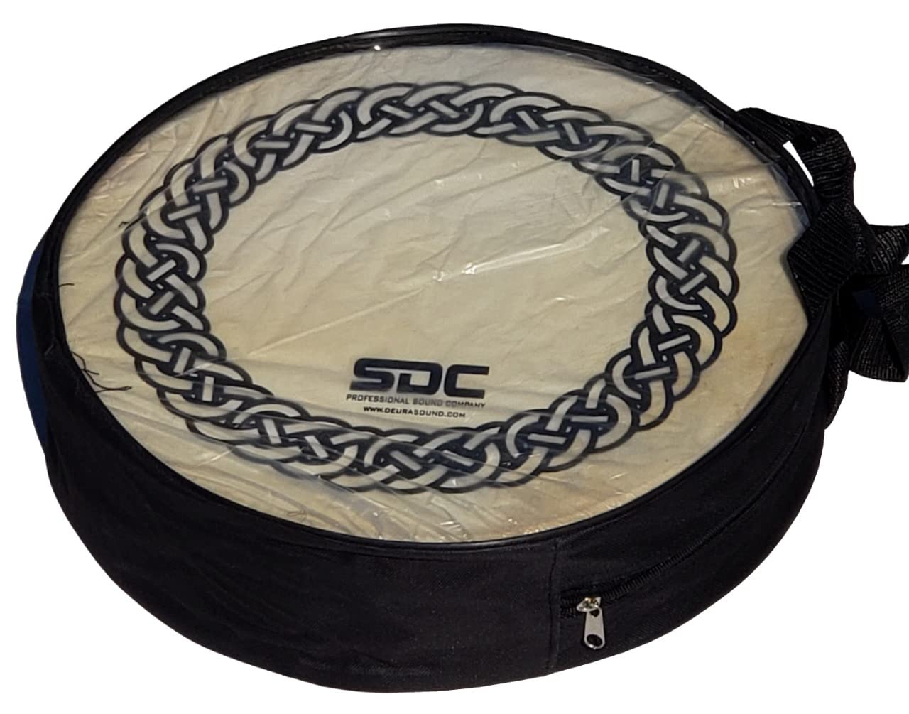 DEURA ROSEWOOD 14" x 3.5" Celtic Circle Design On the Skin Head BODHRAN DRUM Irish Celtic 14" Inch CASE and Tipper Included