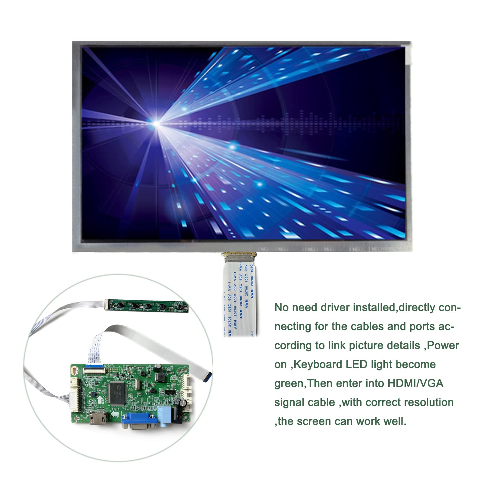 Displayers HDMI-VGA LCD Controller Board Display Driver Board 30Pin EDP for 1366x768 N133BGE-E51 N133BGE-EAB N133BGE-EAA N133BGE-E31 11.6'' 13.3'' LCD Screen