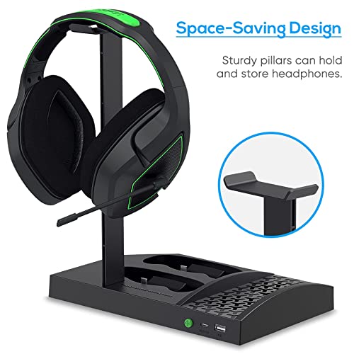 Cooling Fan Stand for Xbox Series S with 1400mAh Rechargeable Battery Pack and Upgrade Charging Station with 1400mAh Rechargeable Battery for Xbox Series X/S Controllers