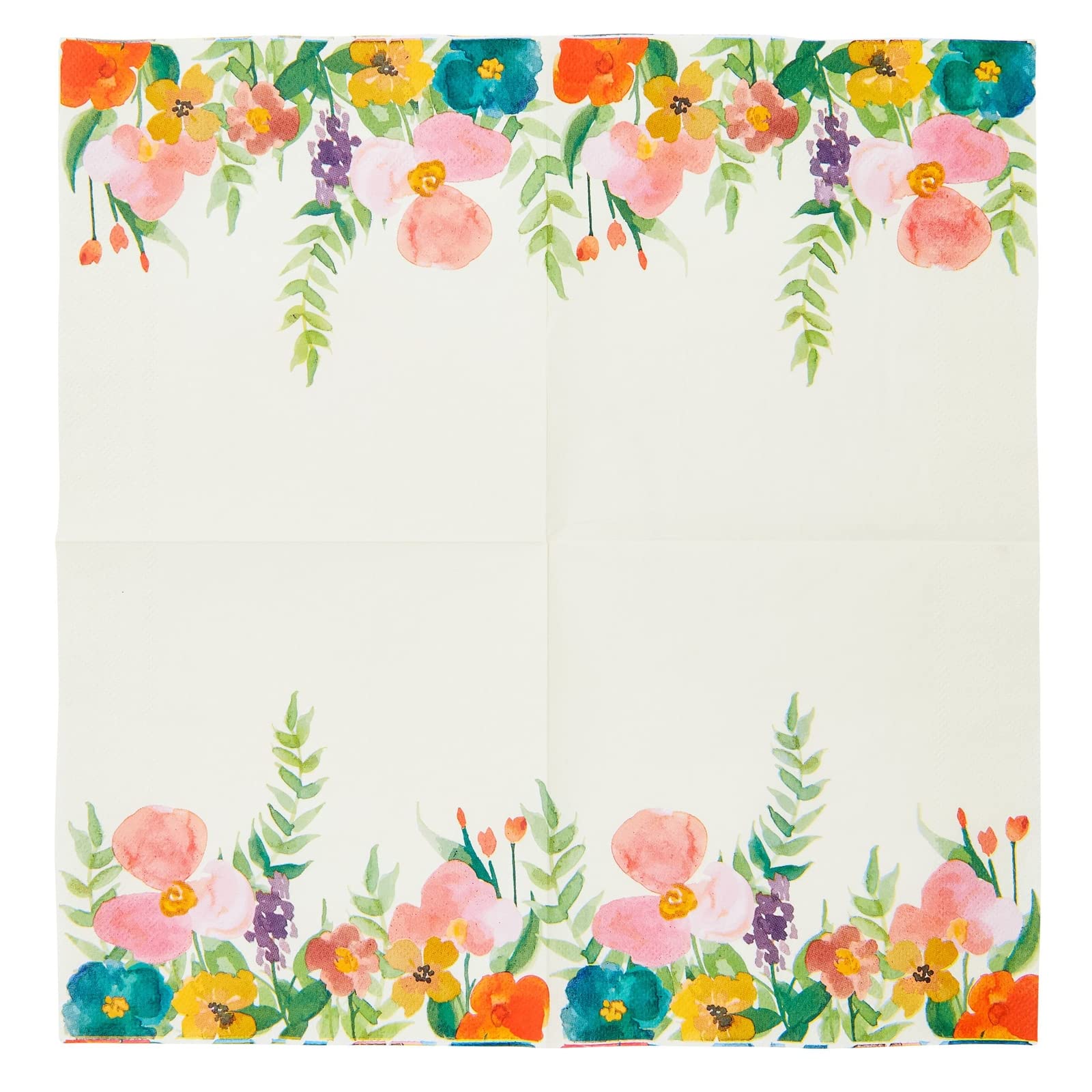 Juvale 100 Pack Vintage Style Disposable Floral Paper Napkins, 2-Ply, 6.5x6.5β, Napkins for Garden Bridal Shower, Tea Party, & Wedding