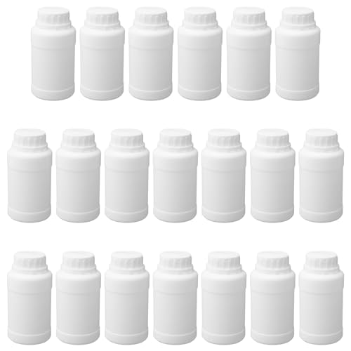 Othmro 20pcs 8.45oz/250ml Plastic Bottles, Lab Chemical Reagent Bottle, Length 119mm Wide Mouth Laboratory Reagent Bottle, Sample Sealing Liquid Storage Container for Food Stores White