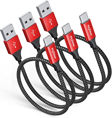 eyjiew USB C Cable 1.5FT [3Pack], Short USB A to Type C Charger Cord 3A Fast Charging Braided for iPhone 15 Pro Max Plus, Samsung Galaxy S22 S21 S20 S10 Ultra, A71 A72 A70 A80 A90, Pixel 8 8pro 7 6 5a