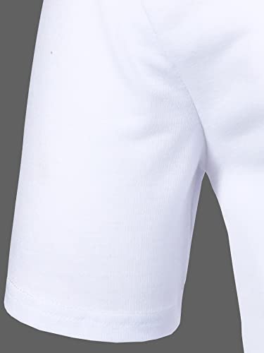 SheIn Men's Contrast Collar Short Sleeve Golf Polo Shirt Button Up Regular Fit T Shirts V Cut White XXL