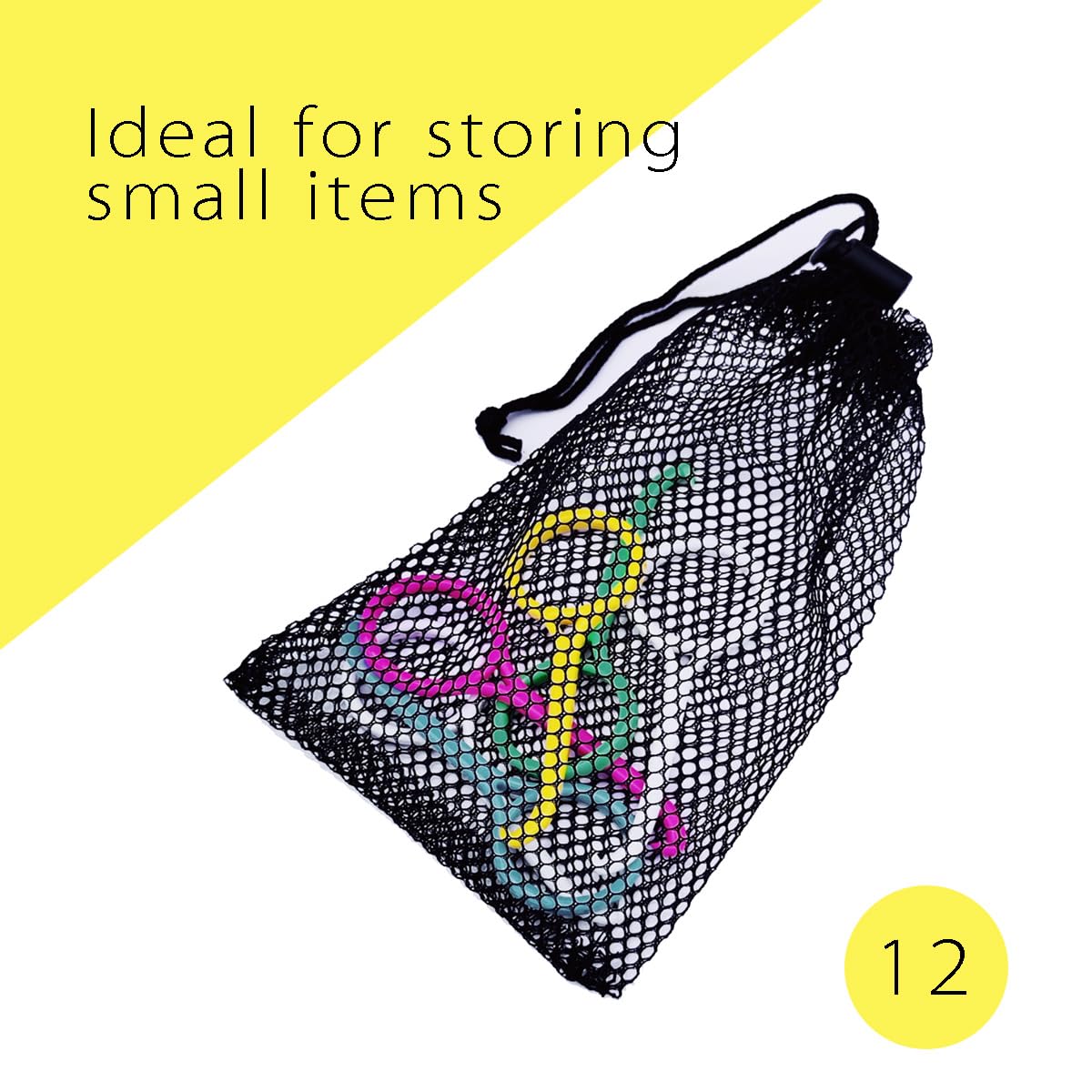Leewoth 12pcs Small Mesh Bags Nylon Storage Mesh Bags Black Nylon Mesh Drawstring Bags with Small Travel Stuff Bags( 6 x 4 inch)