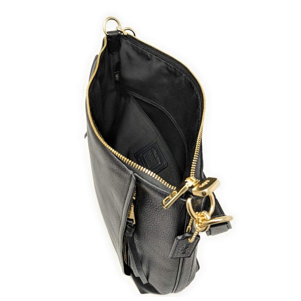 COACH Pebbled Leather Marlon Hobo Shoulder Handbag (IM/Black)