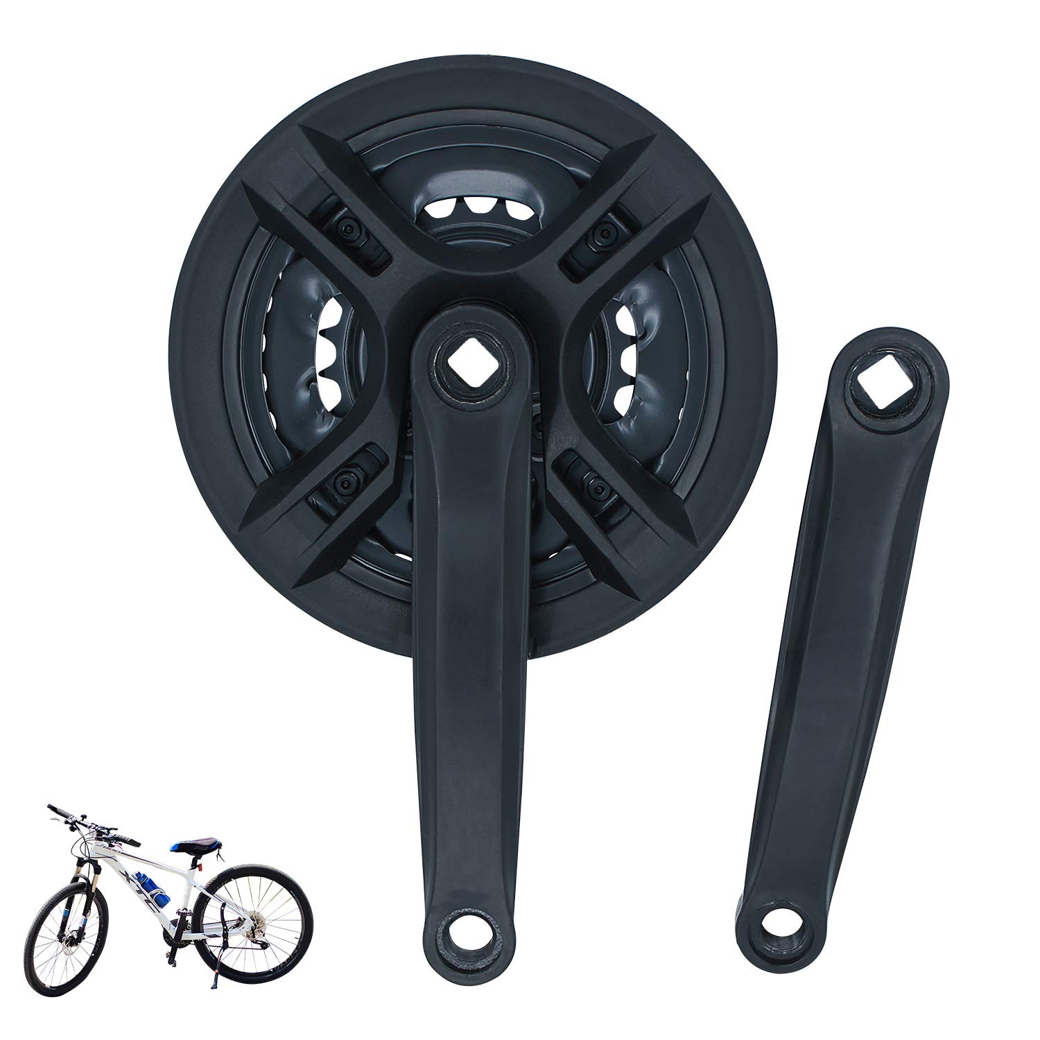 ColouredPeas Square Cone Mountain Crankset - 6/7/8 Speed 42T 34T 24T Universal Crank Set for Mountain Bikes, 170mm Crank Arm