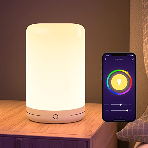 LB3 Smart Lamp, LED Bedside Touch Lamps Compatible with Alexa and Google Home, App Go_sund Control, RGB Color Changing Dimmable & Warm White Night Light for Bedroom, USB Powered