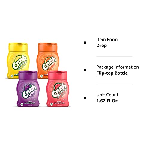 Crush, Summer Variety, Liquid Water Enhancer β New, Better Taste! (4 Bottles, Makes 96 Flavored Water Drinks) β Sugar Free, Zero Calorie
