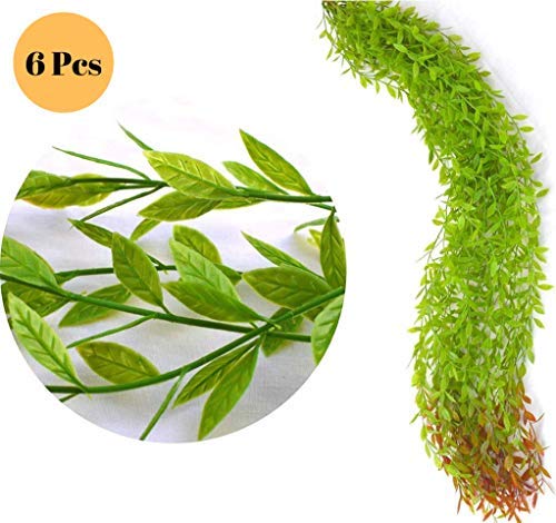 Walnut Home Hanging Leaves 6Pcs Vine Garland Eucalyptus Garland Artificial Vines Leaves and Stem Ivy Realistic Greenery Decor Jungle Decoration