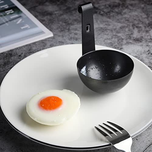 Egg Poacher Set of 2 Pcs Stainless Steel Poached Egg Maker Nonstick Perfect Poached Eggs Cups Egg Poaching Cups for Cooking Breakfast Eggs (Set of 2)
