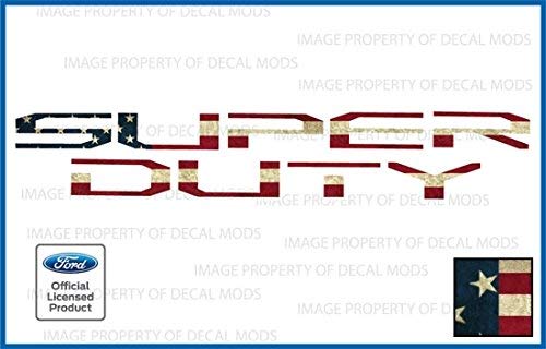 Decal Mods (2017-2022) Hood Grille Decal Sticker Letter Inserts Inlays (Thin) for Ford F250 F350 F450 Super Duty (American Flag) - Worn