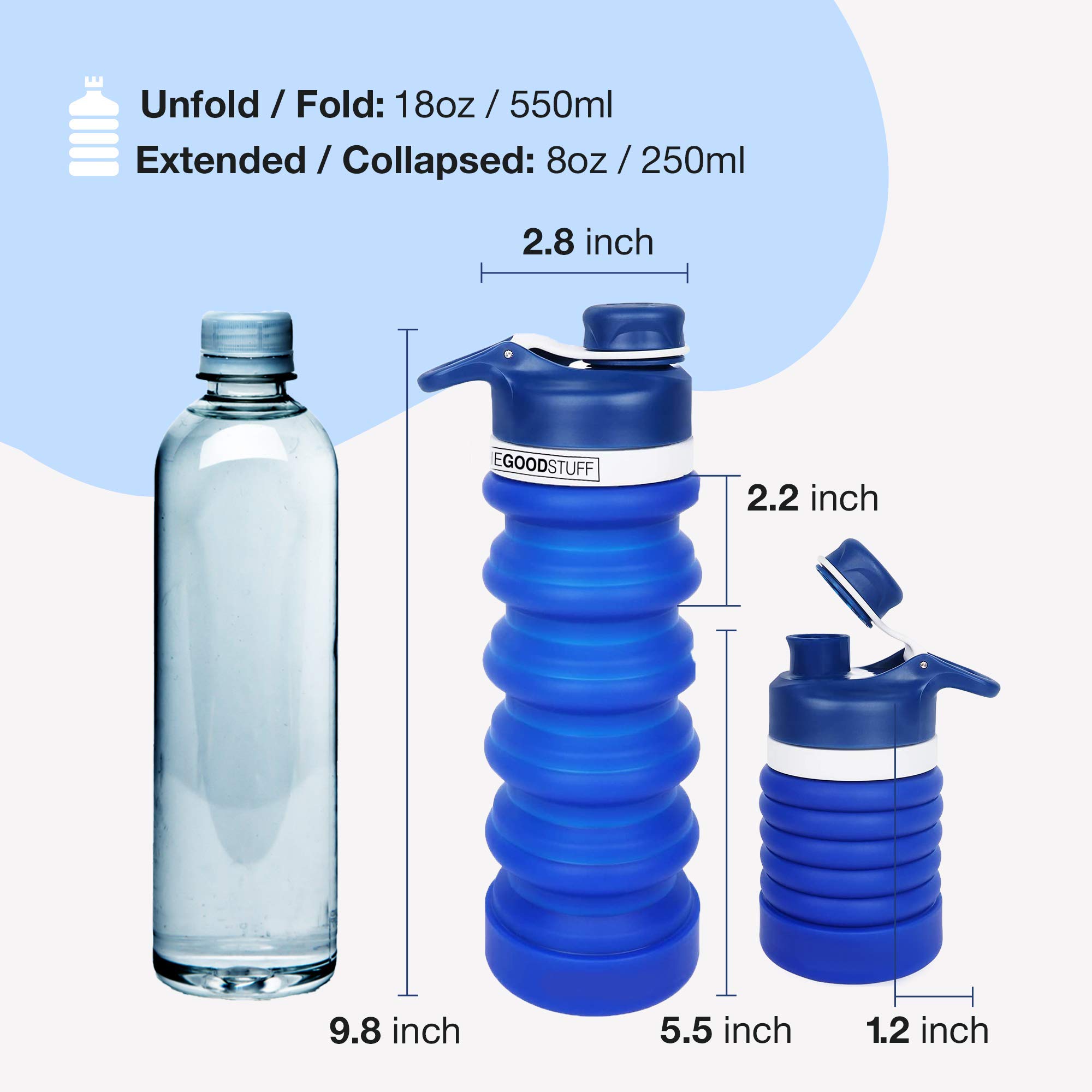 Collapsible Water Bottle BPA Free: Space Saving Drinking Bottle for Sports, Travel, and Gym
