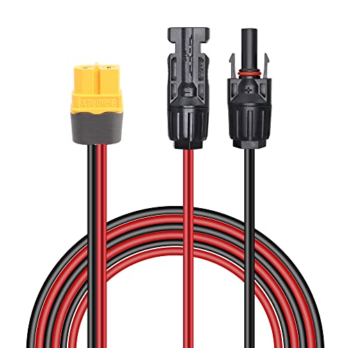 GELRHONR 4.9FT 12AWG Solar Connector to XT60 Female Extension Cable for Solar Panel RV Portable Power Station Solar Generator-1.5M 4.9Ft