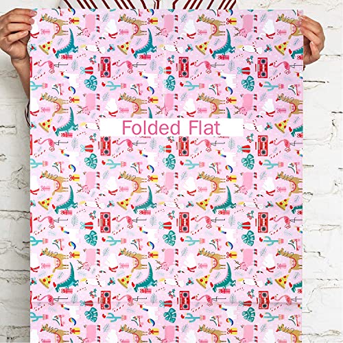 MAYPLUSS Christmas Wrapping Paper Large Sheet - Folded Flat - 6 Different Pink Design (45.2 sq. ft.ttl.) - 27.5 inch X 39.4 inch Per Sheet