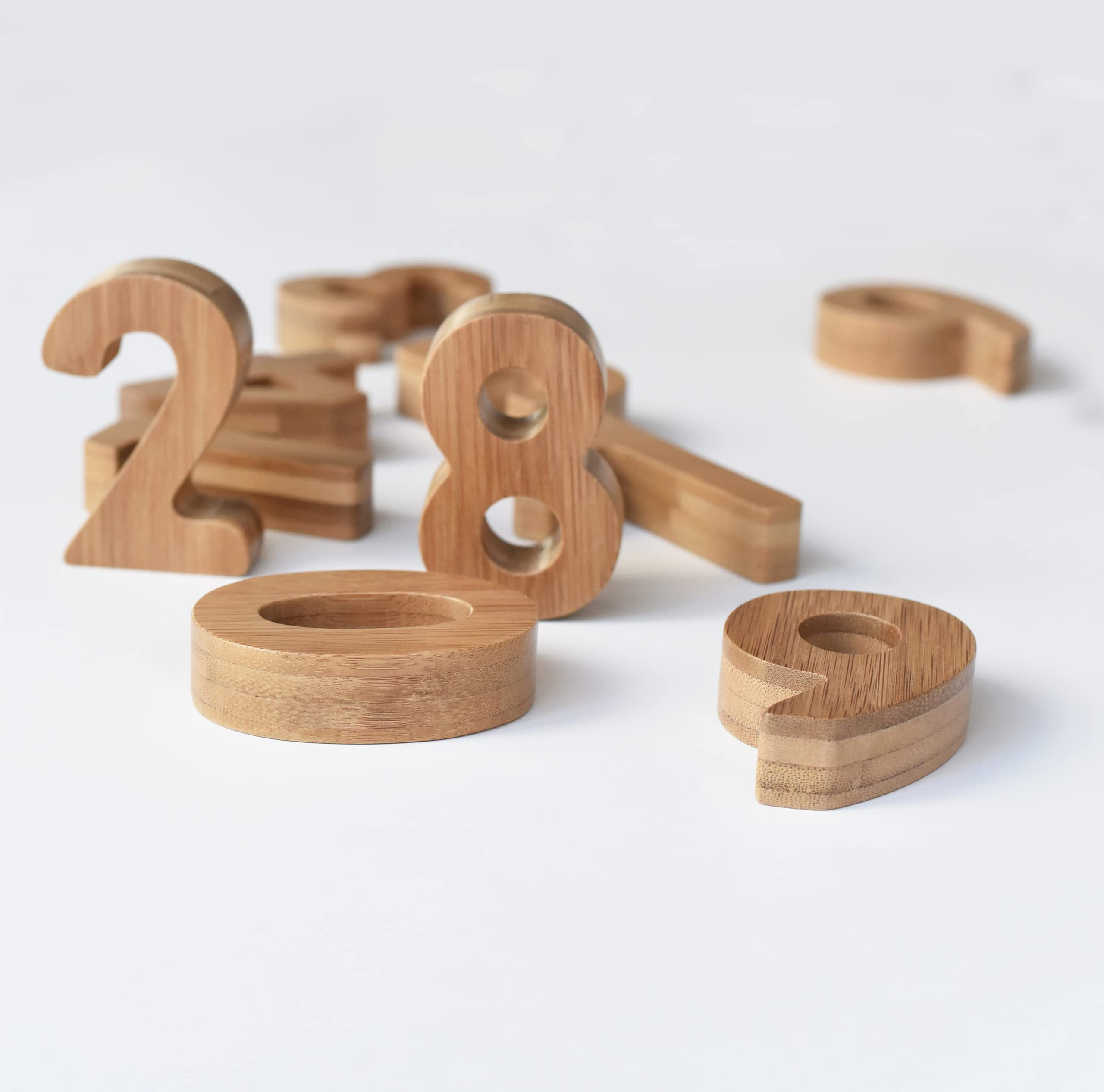 Wee Gallery Bamboo Numbers Set - Number Learning for Baby, Toddler, Preschool Age Kids - Interactive Wooden Numbers to Stimulate Early Development Through Educational Toys