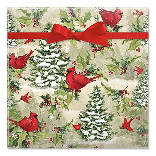 Current Tree Cardinal Christmas Rolled Wrapping Paper - Premium Jumbo 23-Inch x 32-Foot Gift Wrap Roll, 61 Square Feet Total