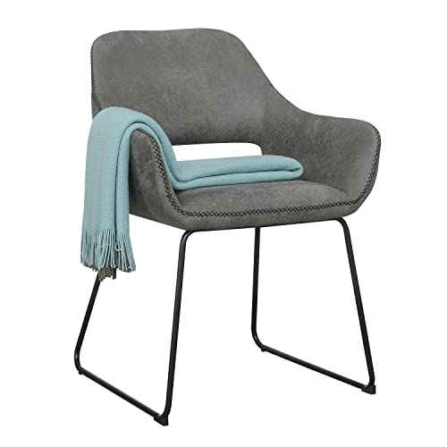 Convenience Concepts Take a Seat Samantha Arm Chair, Antique Gray Faux Suede/Black
