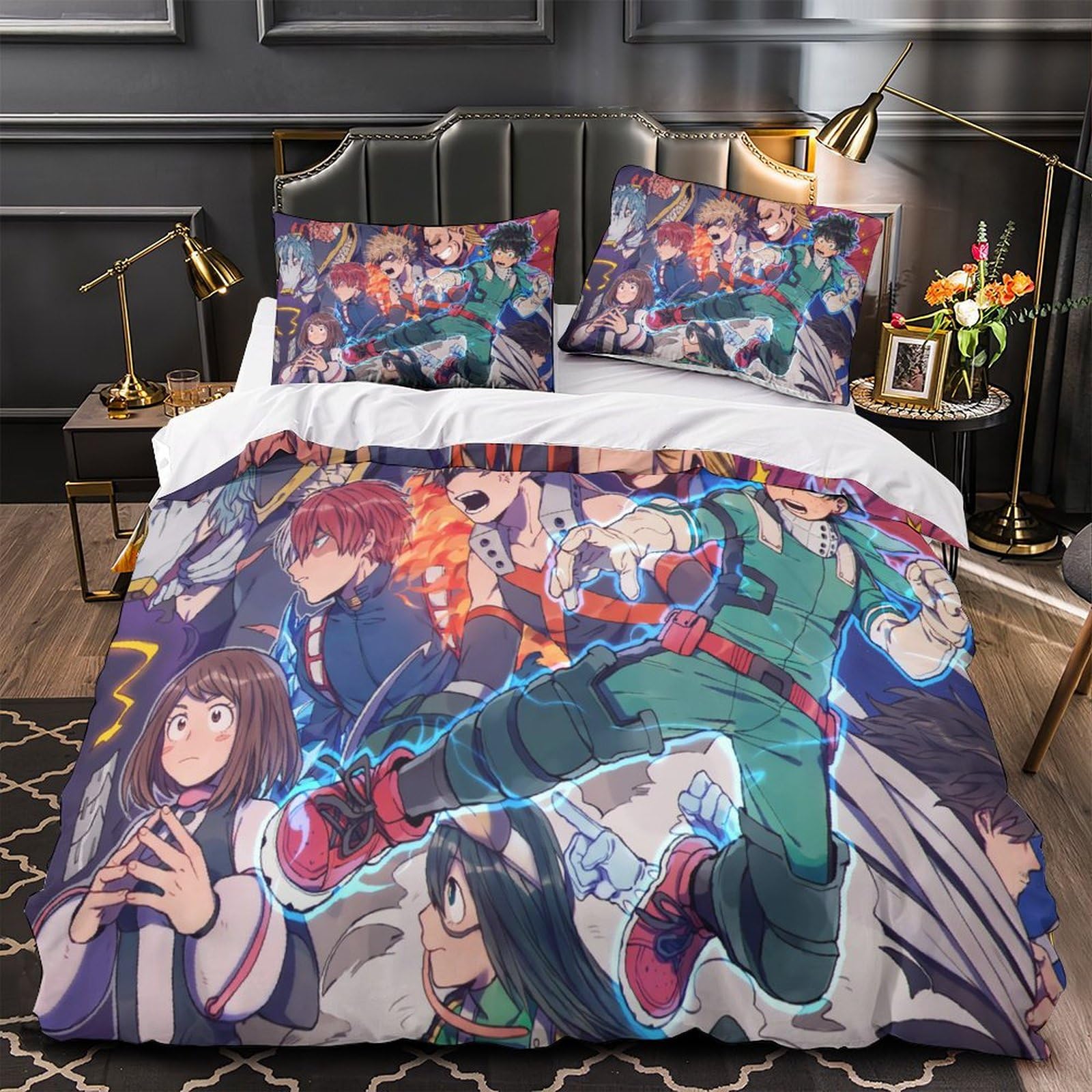 LWAILJH Kids' Bedding Anime Anime Duvet Cover Sets Lightweight Soft and Breathable 3D Printing Lightweight Quilt Cover with Pillowcase for Kids Boys Full(203x228cm)
